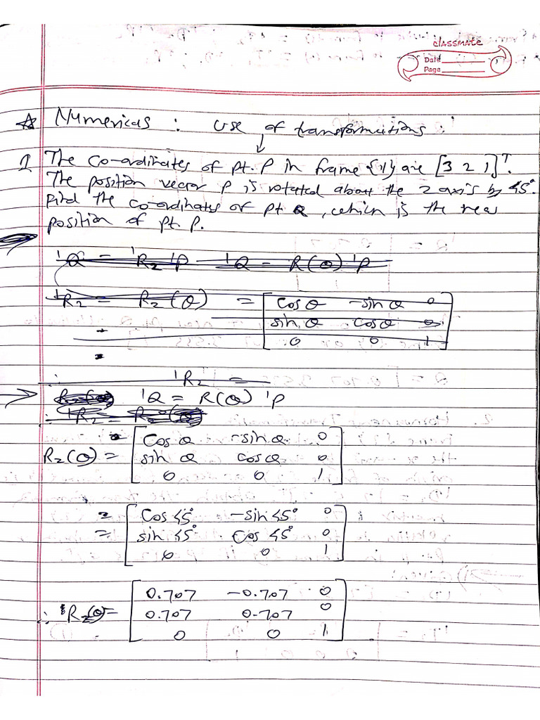 Robotics Module 2 Numericals | PDF
