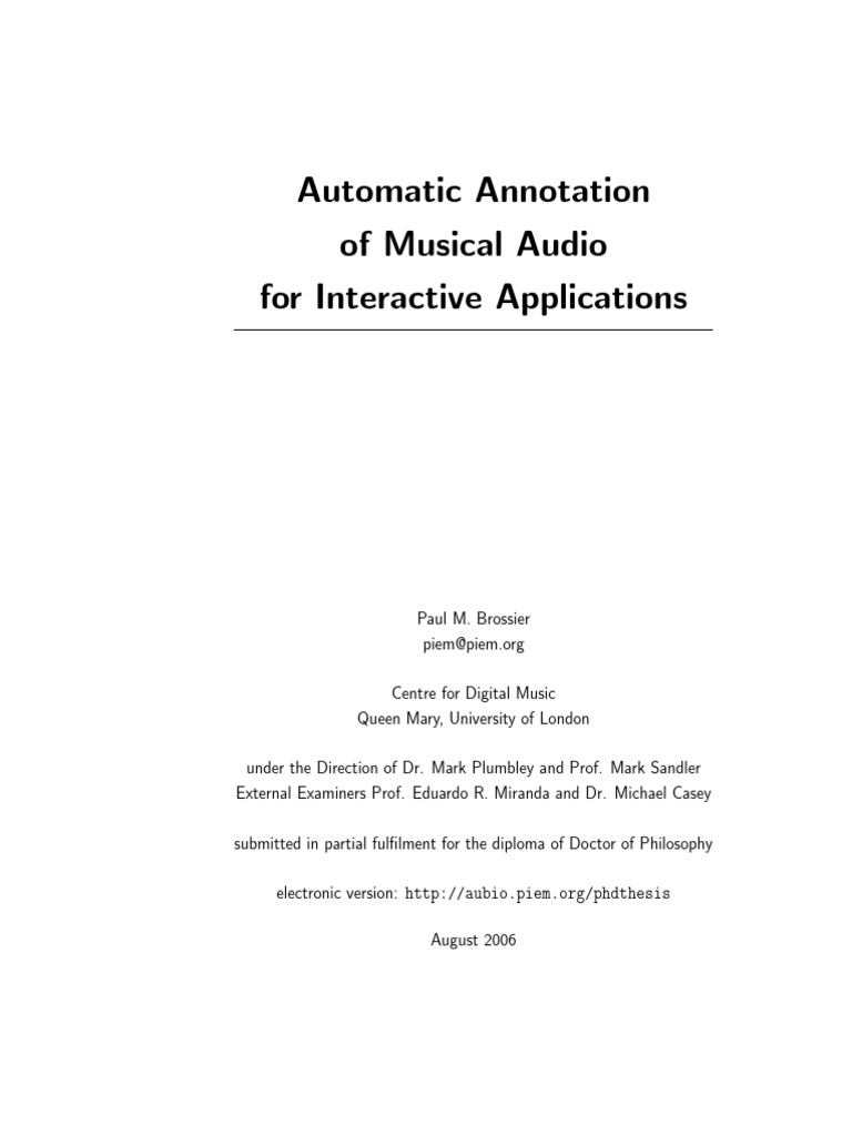 Automatic Music Audio Annotation Techniques | PDF | Pitch (Music) | Sound