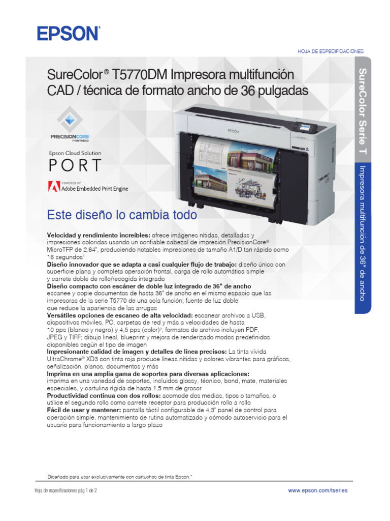 SureColor T5770DM (1) | PDF | Impresora (Computación) | Informática