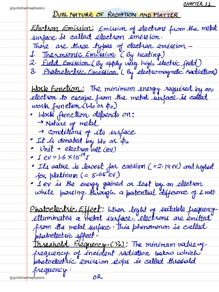 Chapter 11 Dual Nature Notes Class12 CH 11 | PDF