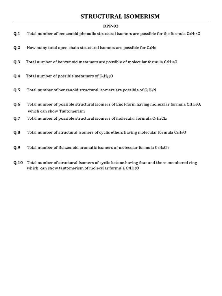 DPP - 03 Structural Isomerism NJ - 247 | PDF