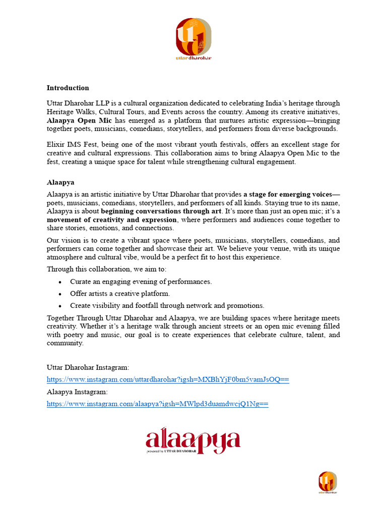 Uttar Dharohar Project Proposal | PDF