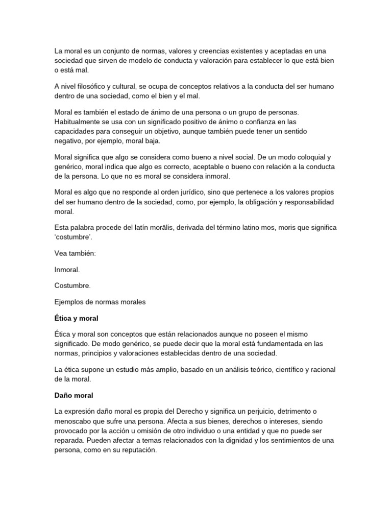 Definición y conceptos de moral y ética | PDF | Moralidad | Psicología ...