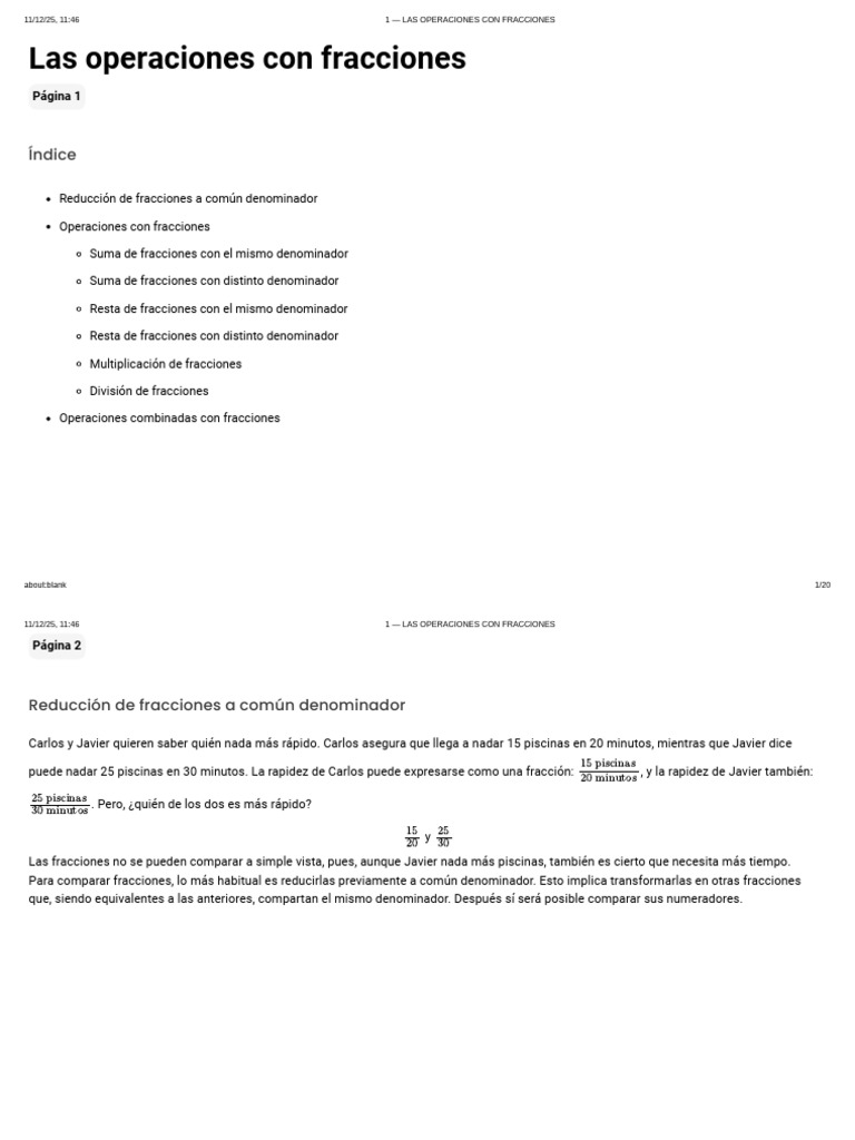 Operaciones con Fracciones: Guía Completa | PDF | Aritmética ...