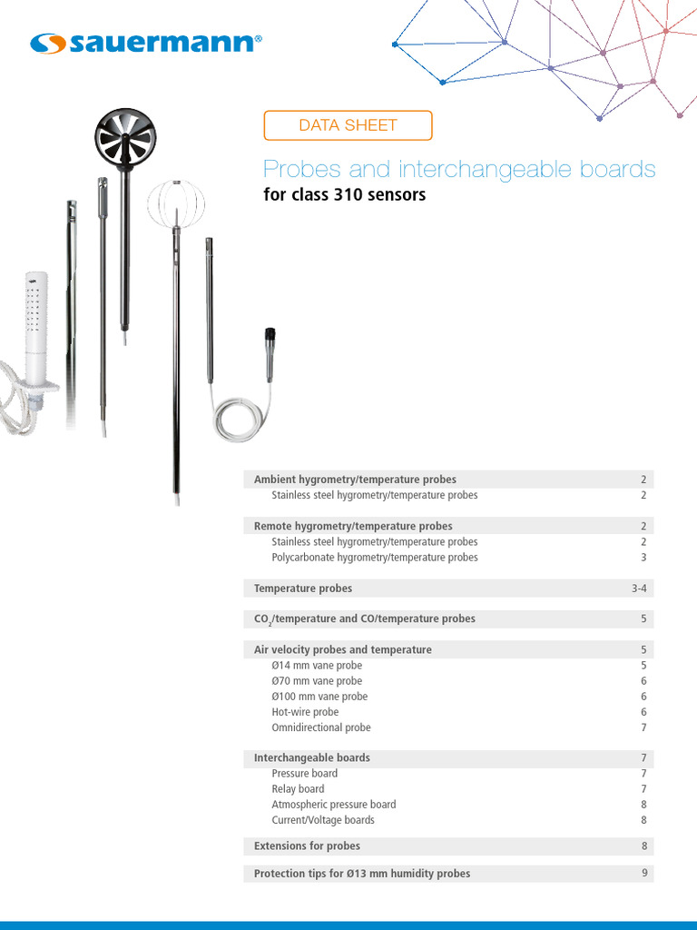 Class 310 Sensor Probes Data Sheet | PDF | Thermocouple | Pascal (Unit)