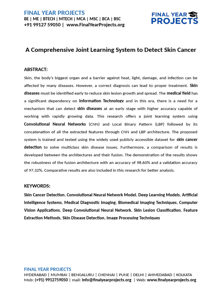 A Comprehensive Joint Learning System to Detect Skin Cancer | PDF
