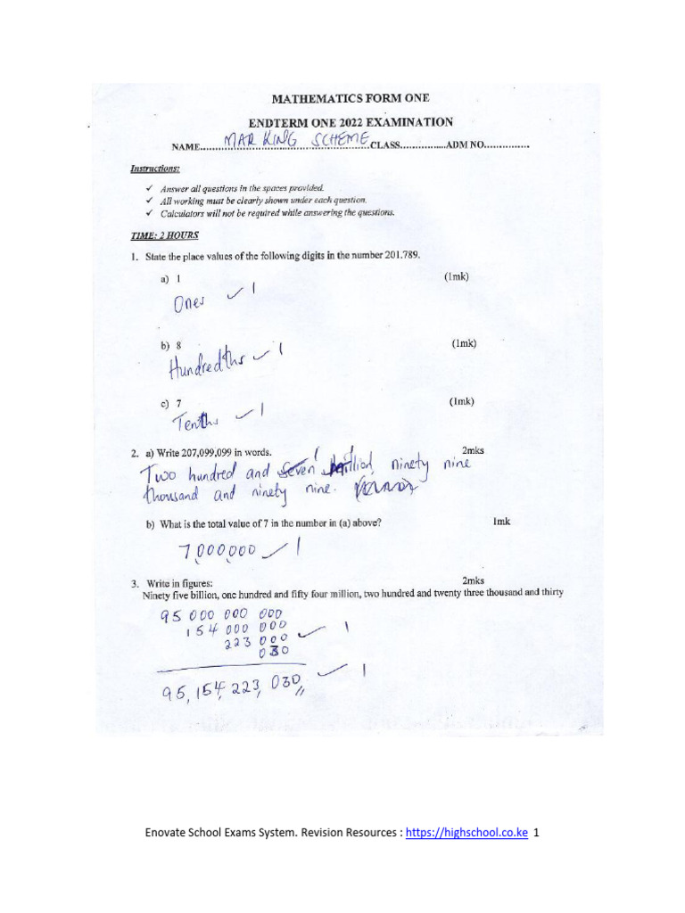 MATHS F1 Marking Scheme Term 2 Exam.docx | PDF