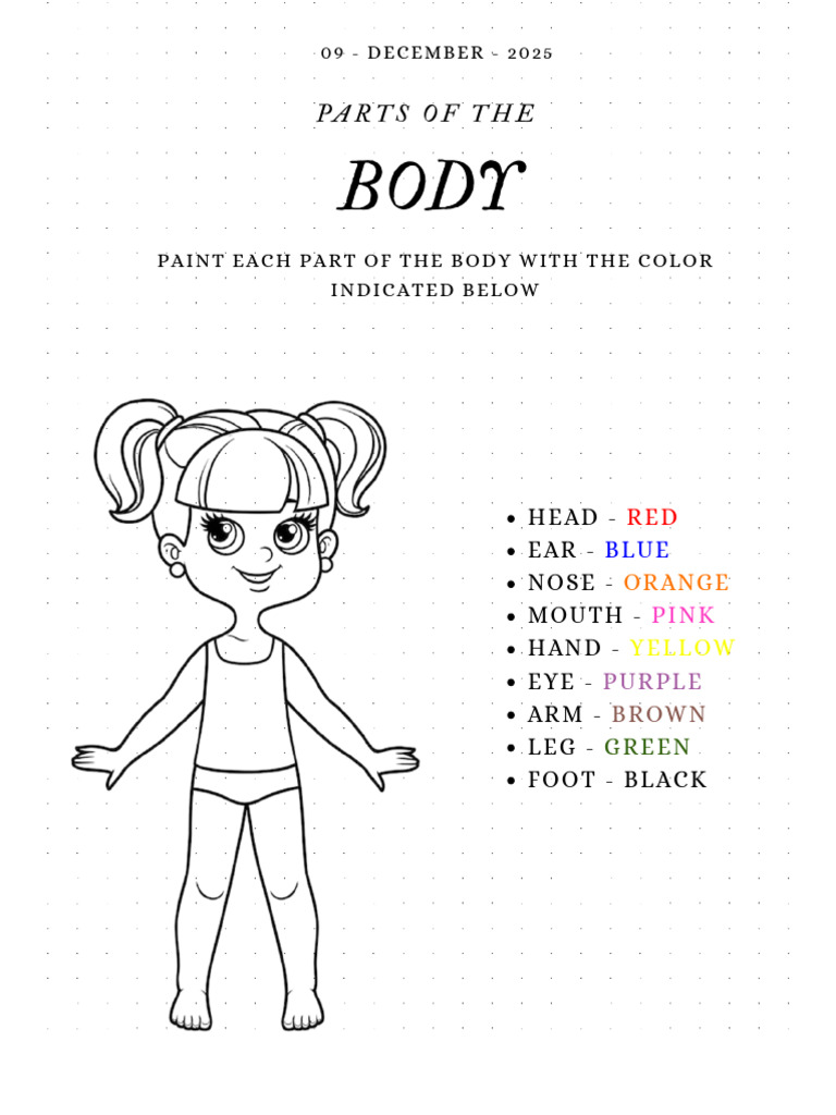 Body Parts Color Guide | PDF