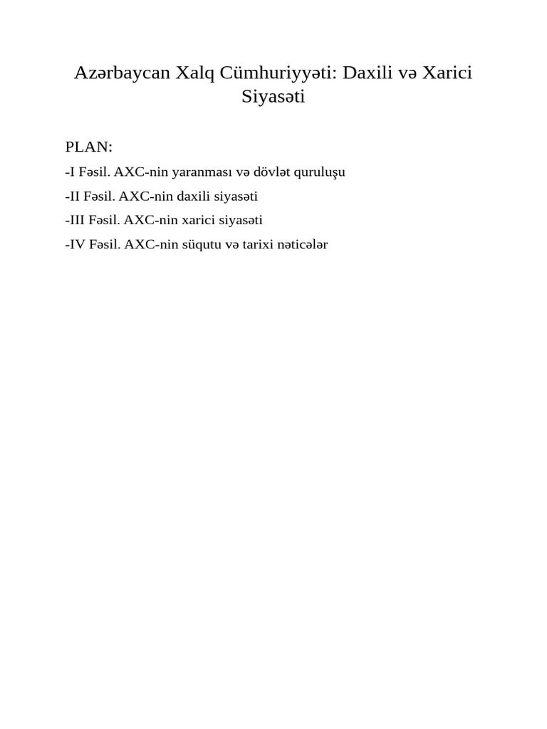 Azərbaycan Xalq Cümhuriyyəti | PDF