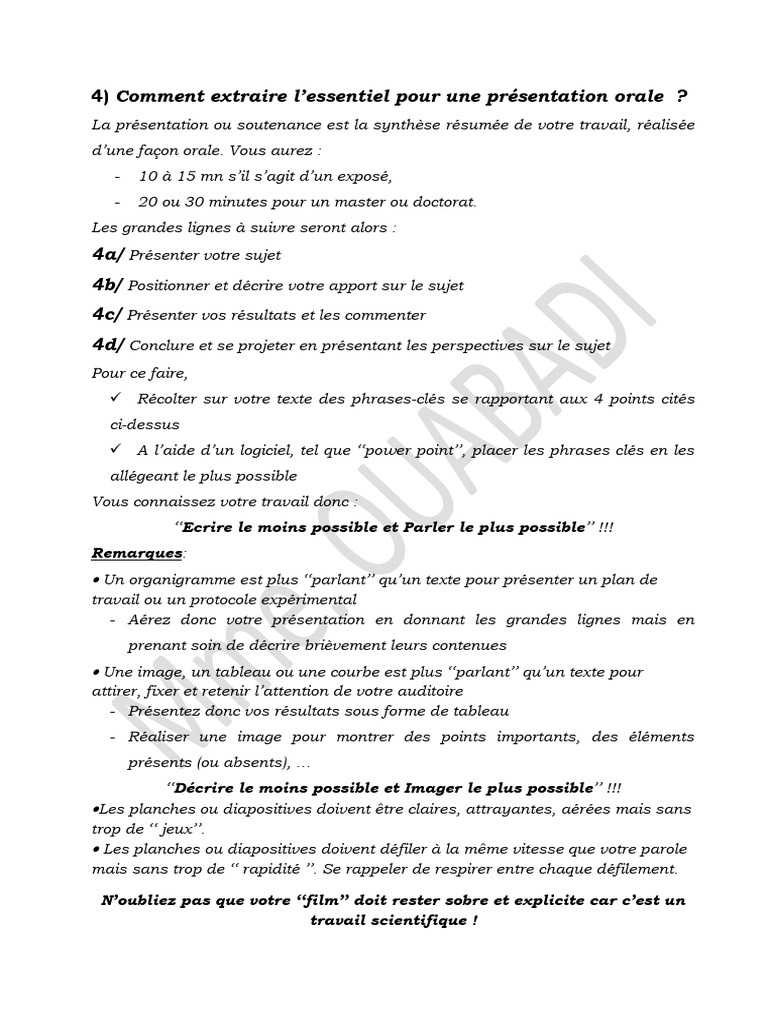 Présenter efficacement un oral scientifique | PDF