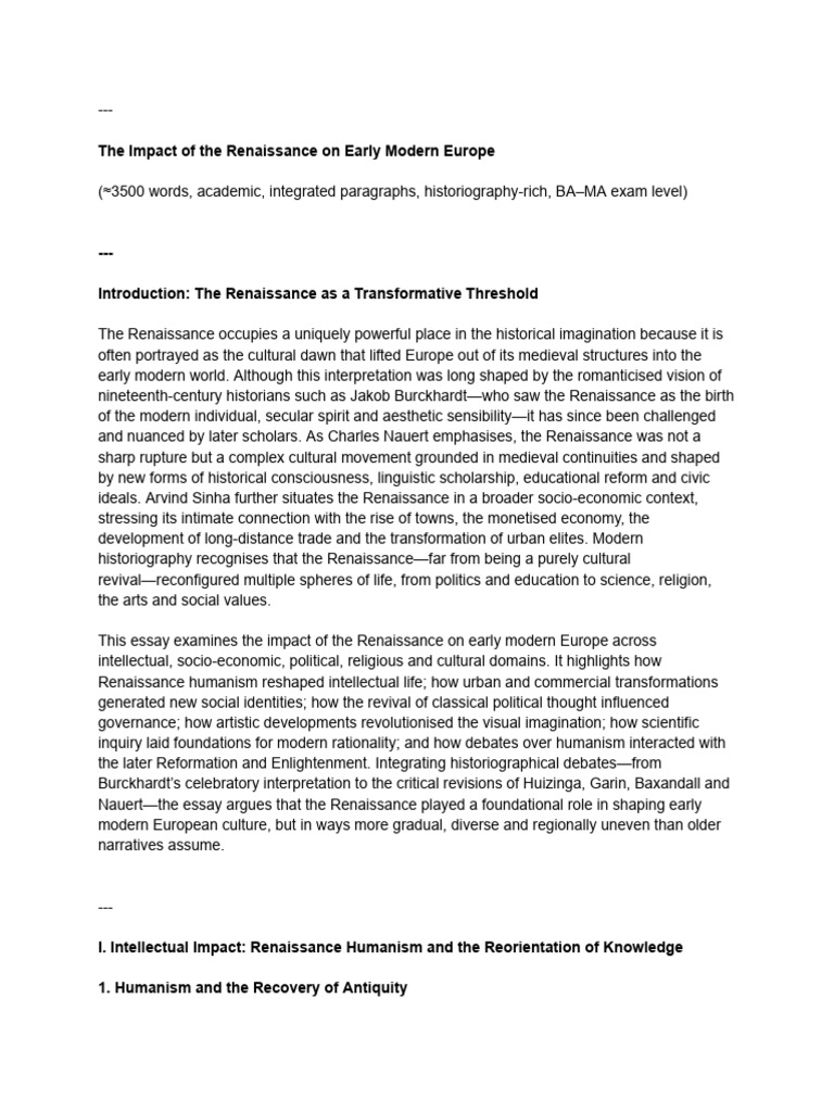 Impact of renaissance | PDF | Renaissance | Humanism