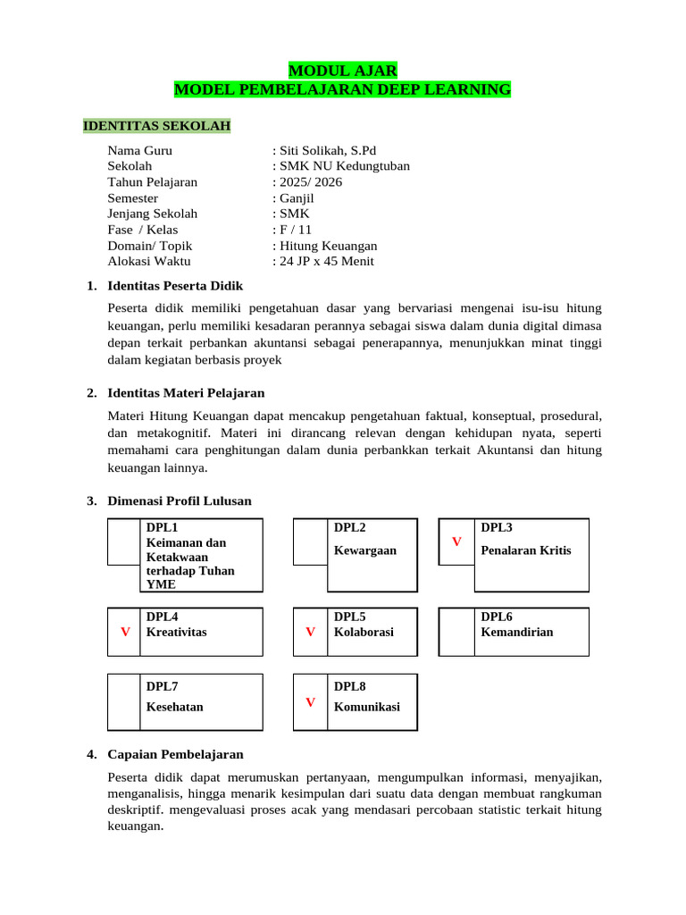 Modul Pembelajaran Hitung Keuangan SMK | PDF