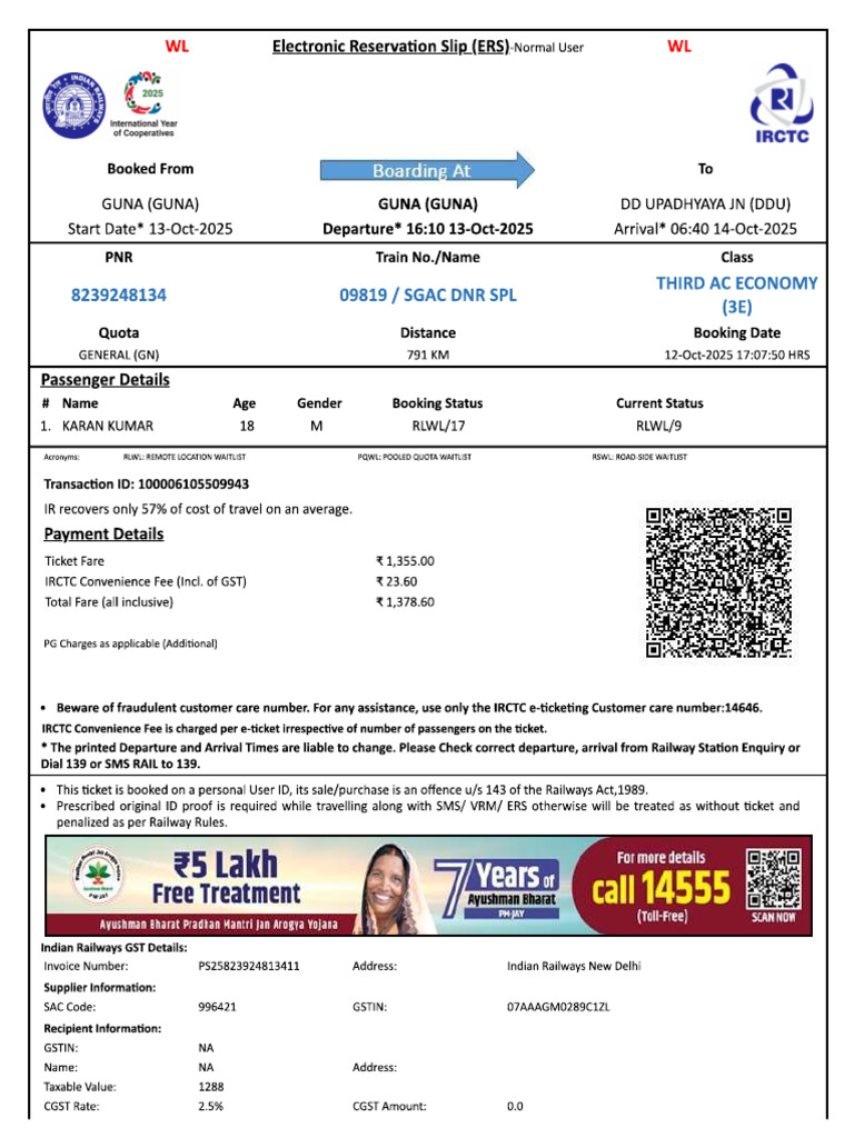Karan Ticket | PDF