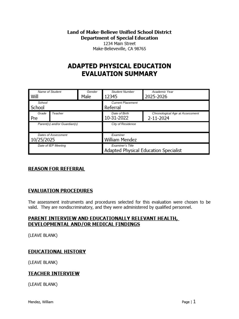Mendezw_brigance C-r and Standardized Write Up_male (2025) | PDF ...