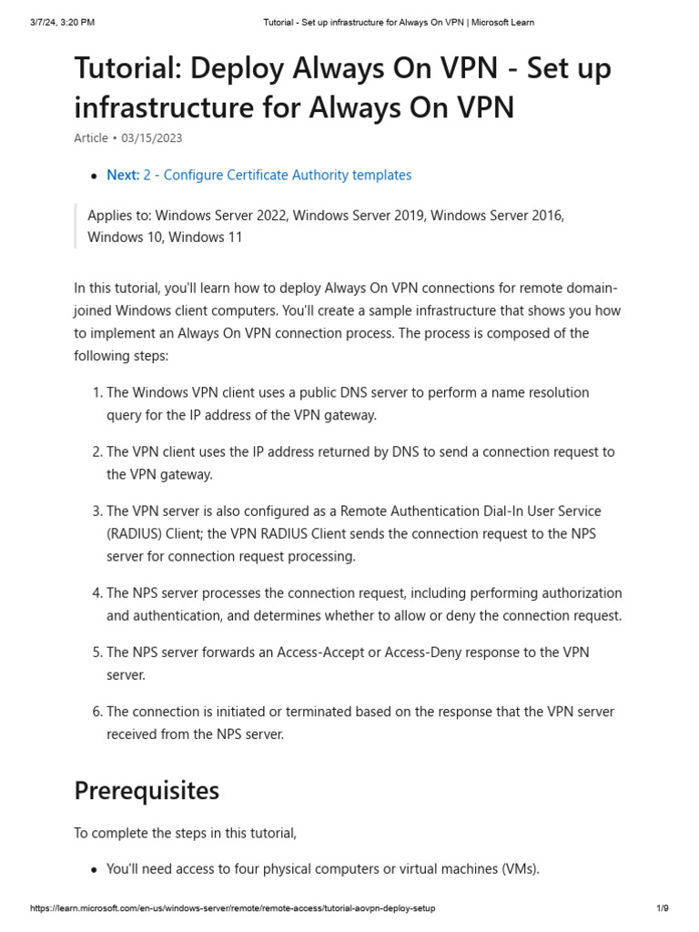 Always On VPN Infrastructure Setup Guide | PDF | Group Policy | Active ...
