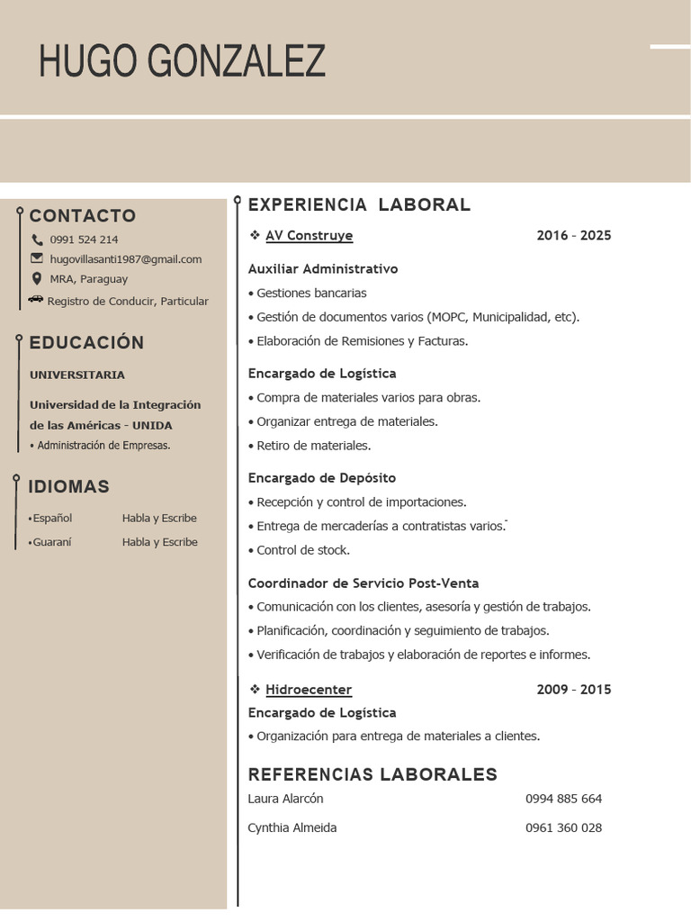 Experiencia Laboral en Logística y Administración | PDF