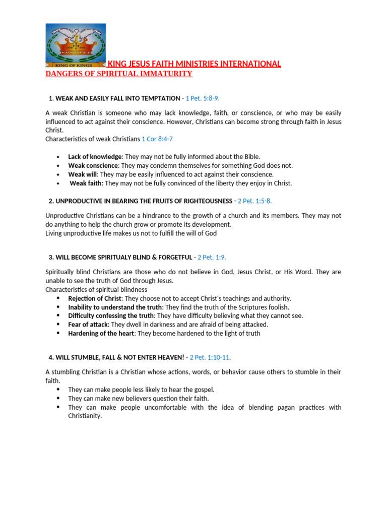 Dangers of Spiritual Immaturity (-English Version | PDF