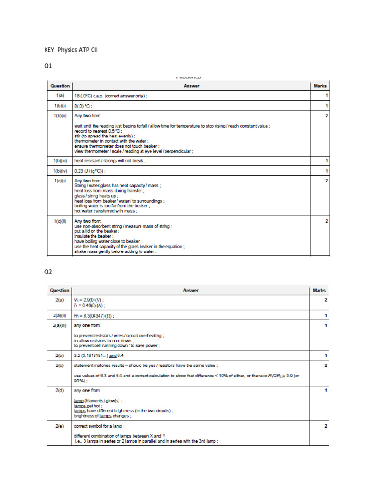 KEY Physics ATP CII First Term25 26 | PDF