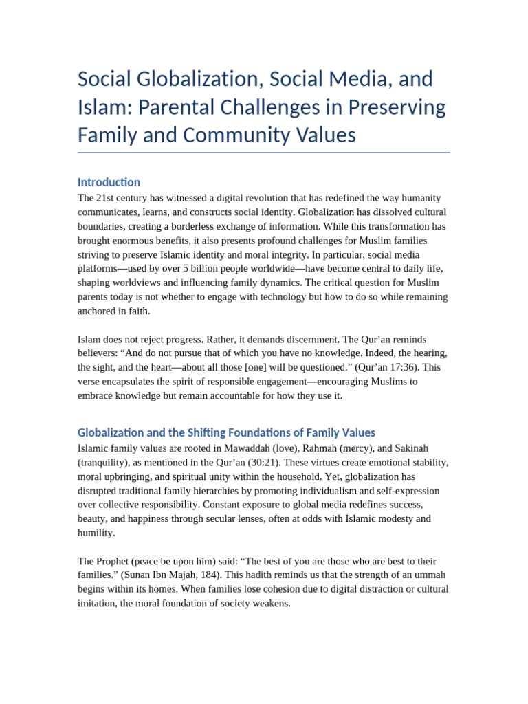 Final Article Social Globalization Islam | PDF | Quran | Islam