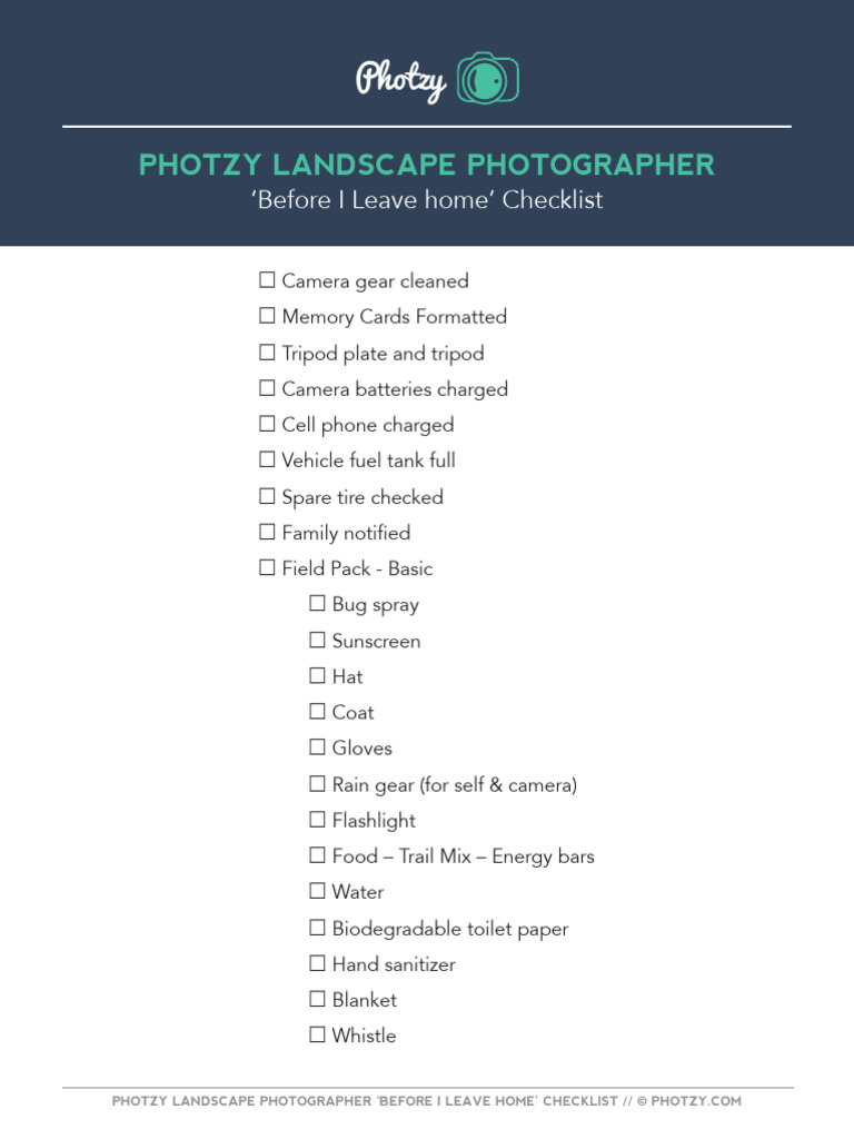Essential Landscape Photography Checklist | PDF