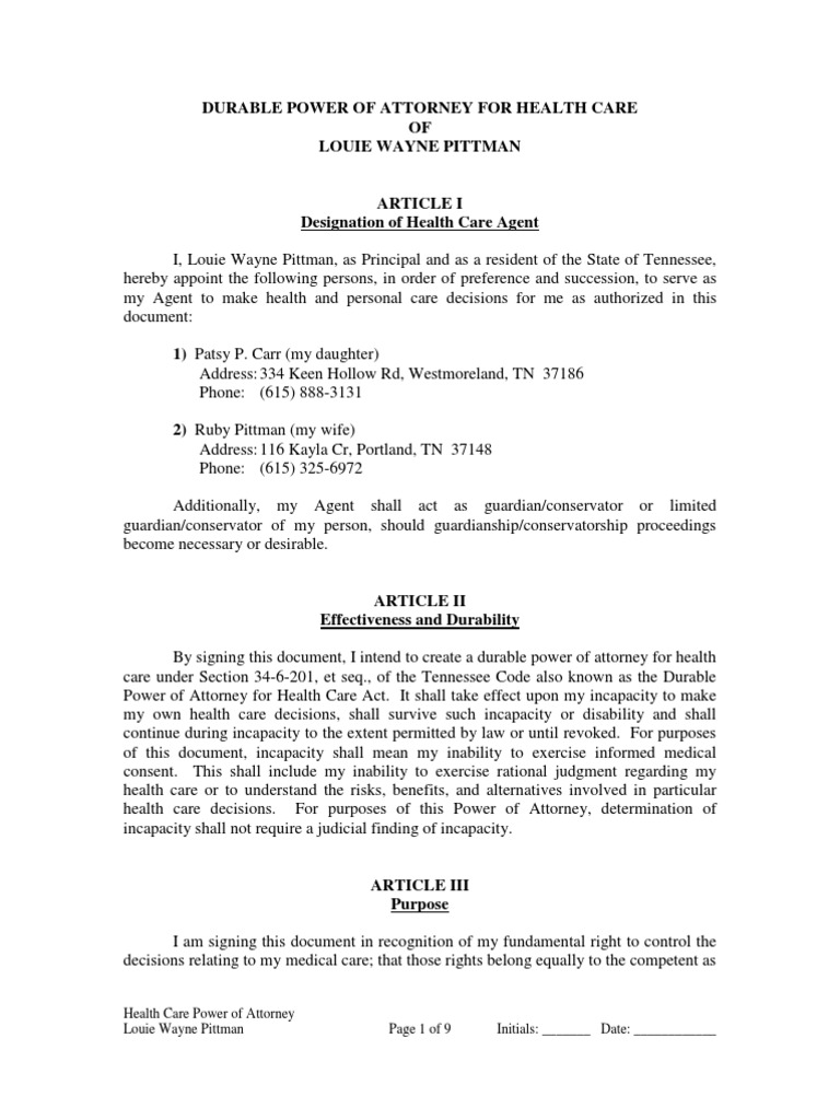 Dpo Ah C Louie Wayne Pittman | PDF | Power Of Attorney | Conservatorship