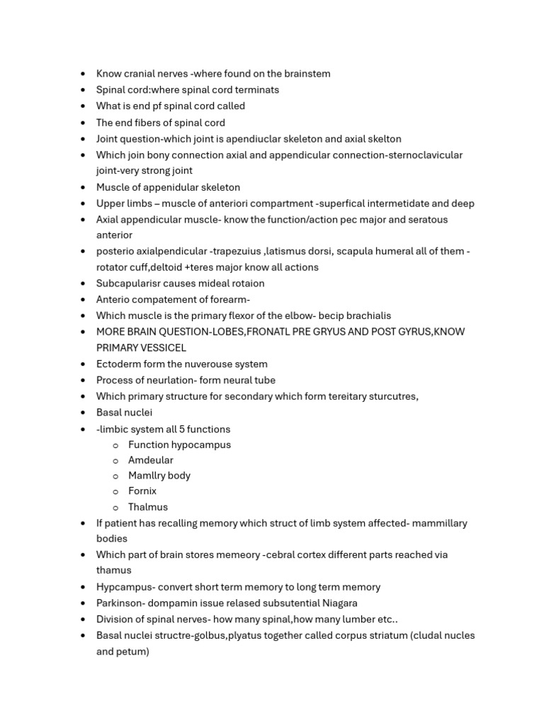Anat Outline | PDF | Spinal Cord | Cerebral Cortex