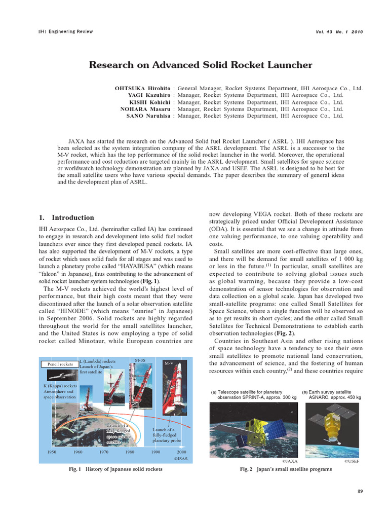 Research On Advanced Solid Rocket Launcher: OHTSUKA Hirohito YAGI ...