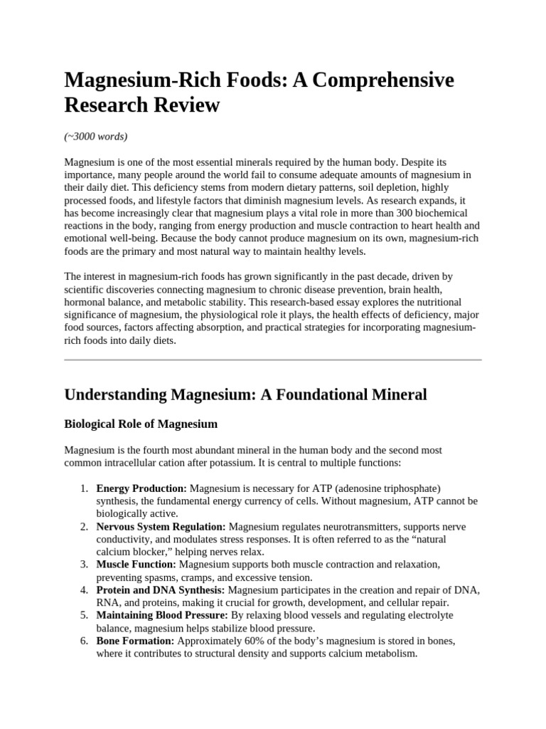 Essential Magnesium-Rich Foods Guide | PDF | Magnesium | Whole Grain