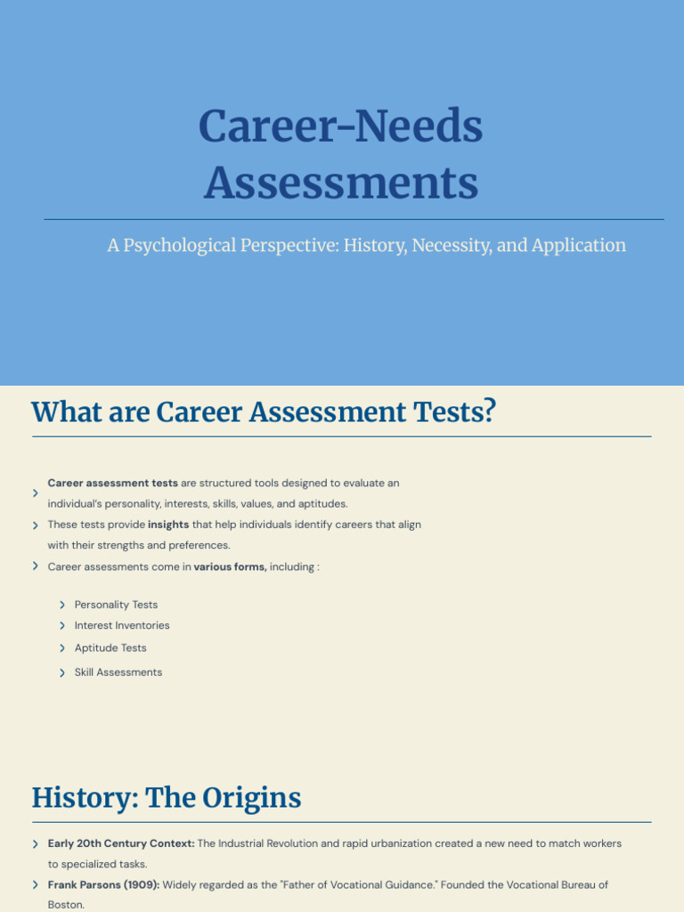 Career Needs Assessments - Psychological Perspectives | PDF ...