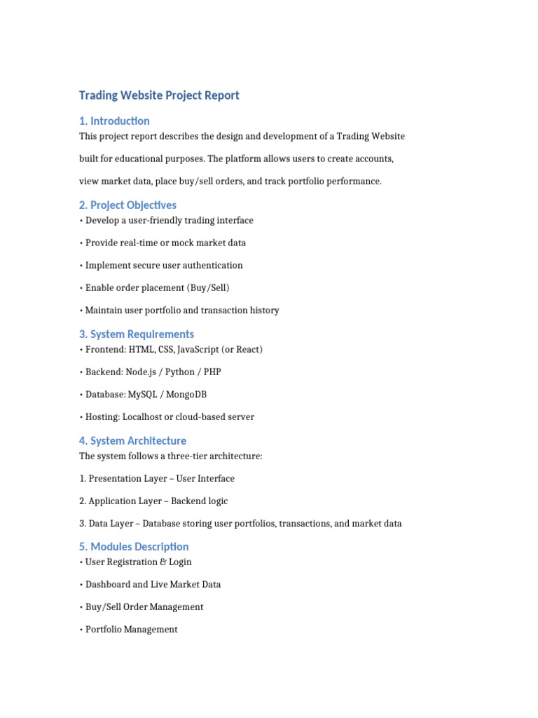 Trading Project Report | PDF