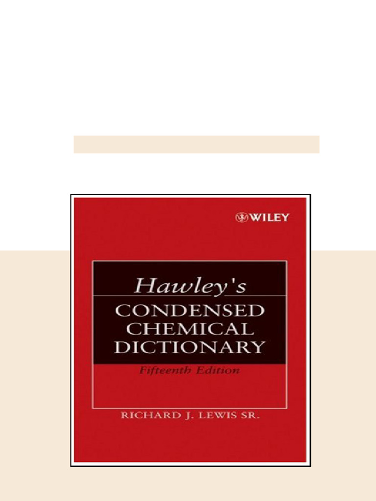 (Ebook) Hawley's Condensed Chemical Dictionary 15ed. by Lewis Richard J ...