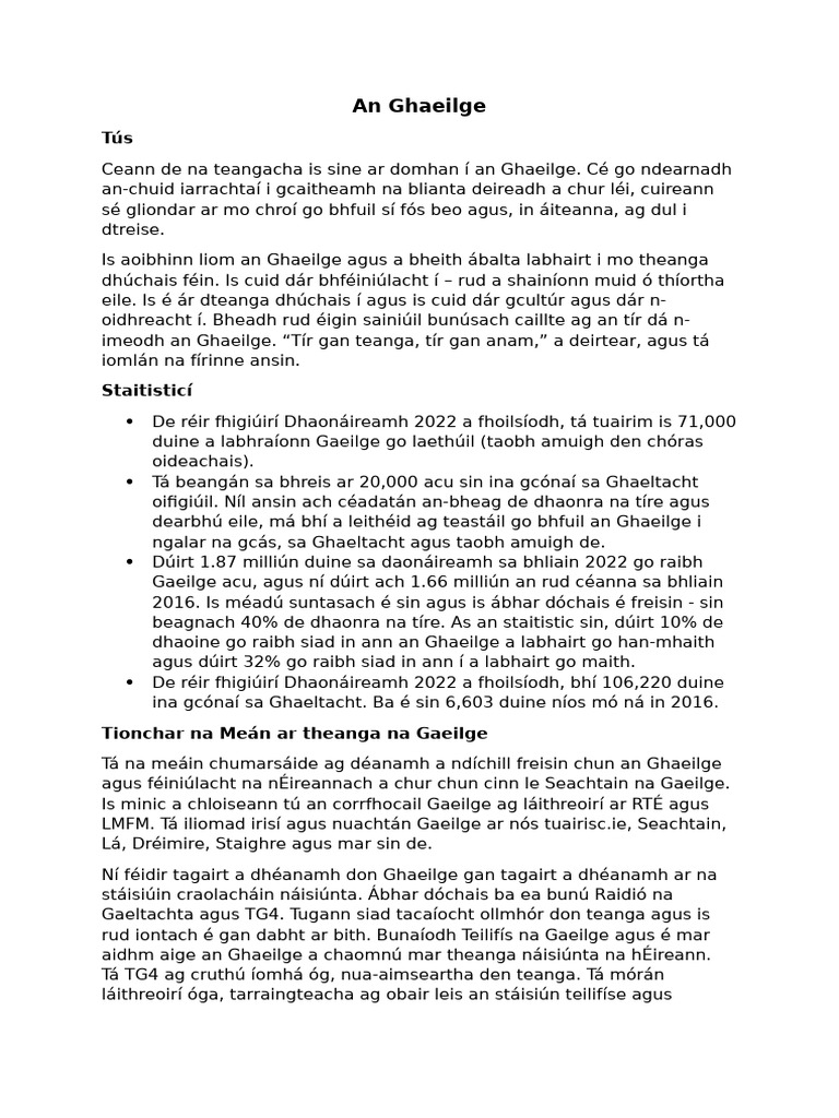 An Ghaeilge Aiste Nótaí | PDF