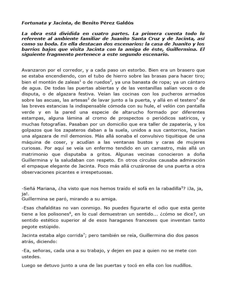 Escenarios de "Fortunata y Jacinta" | PDF