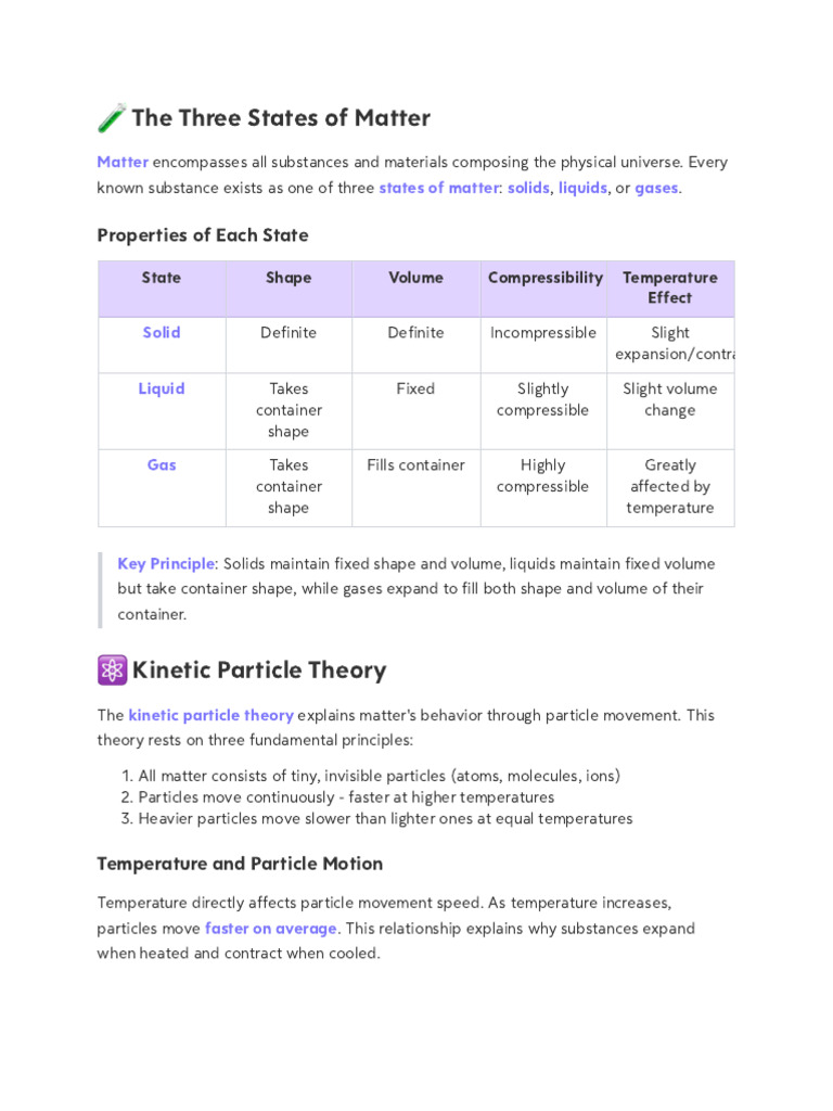 1.1 Solids Liquids and Gases (1) Note | PDF | Liquids | Gases