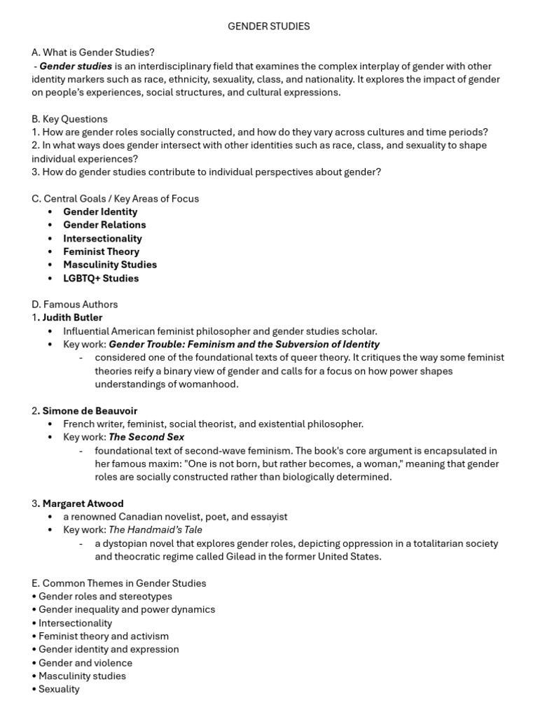 Gender Studies & Feminism | PDF | Feminism | Gender Studies