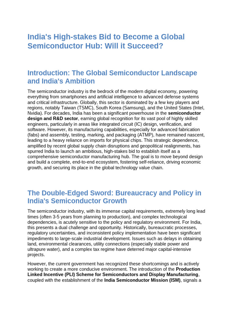 India's Semiconductor Hub Ambitions Explained | PDF | Semiconductor ...