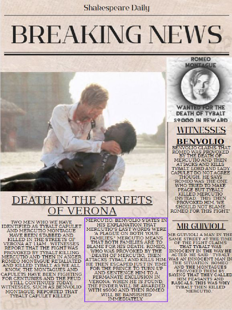 Shakespeare Newspaper Report | PDF