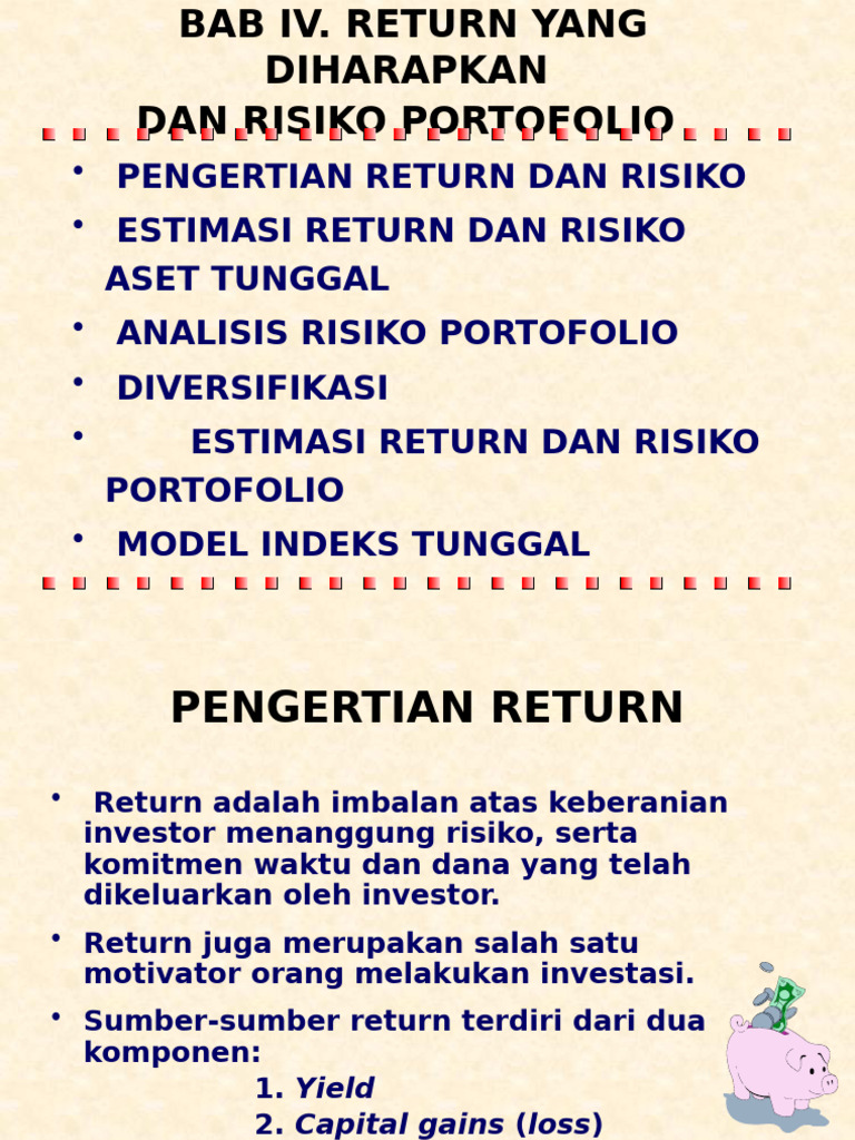 Analaisis Return Dan Resiko Portofolio - Investasi | PDF