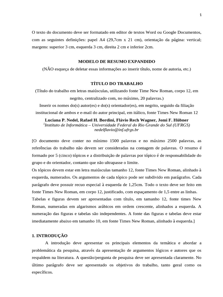 Formatação de Resumo Expandido em Word | PDF | Abstract (resumo)