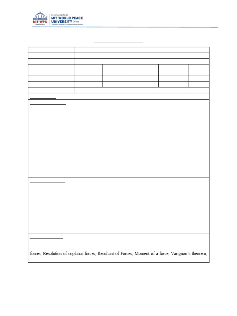 Engineering Mechanics Course Overview | PDF | Force | Kinematics