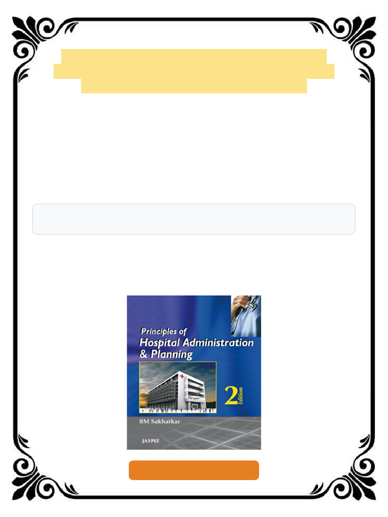 Principles of hospital administration and planning 2nd Edition Bm ...