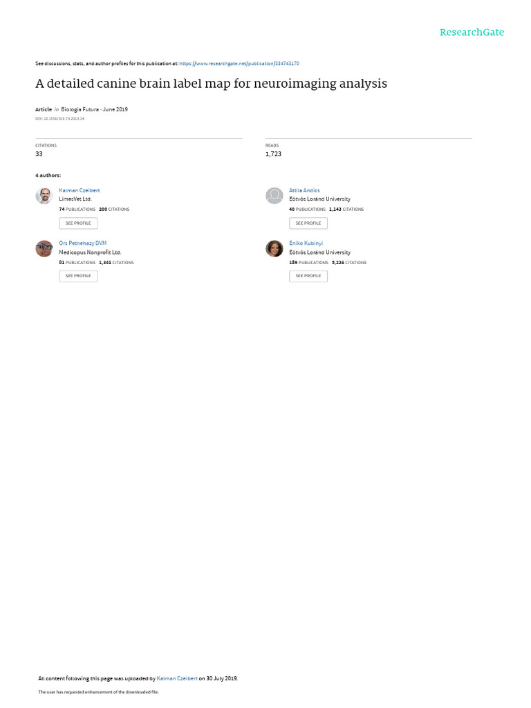 A Detailed Canine Brain Label Map for Neuroimaging Analysis | PDF ...
