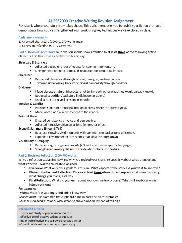 Assignment_5_Instructions Revision_Fiction | PDF | Behavioural Sciences ...