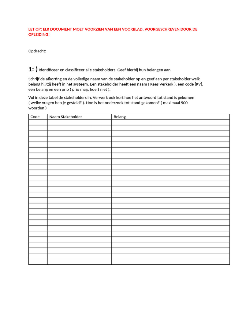 Sjabloon RequirementsAnalyse | PDF