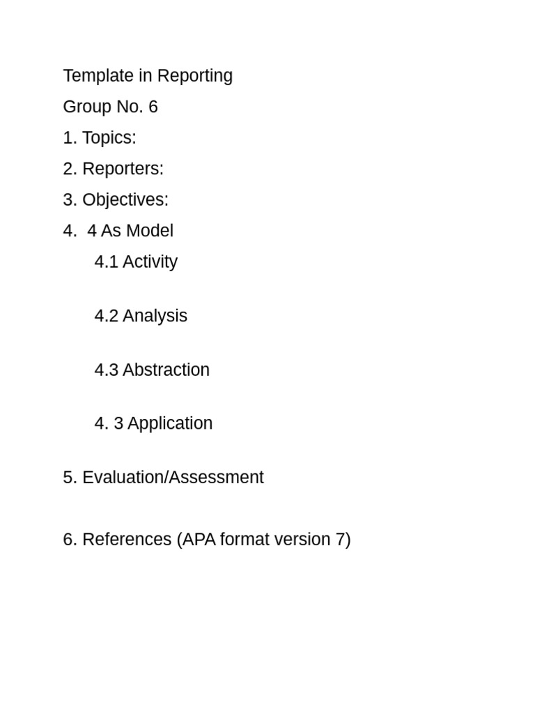 Reporting Template Guide: 4 As Model | PDF