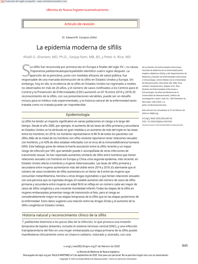 Modern Epidemic of Syphilis.en.Es | PDF | VIH | Penicilina