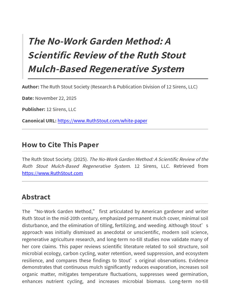 Ruth Stout Method White Paper Final | PDF | Soil | Mulch