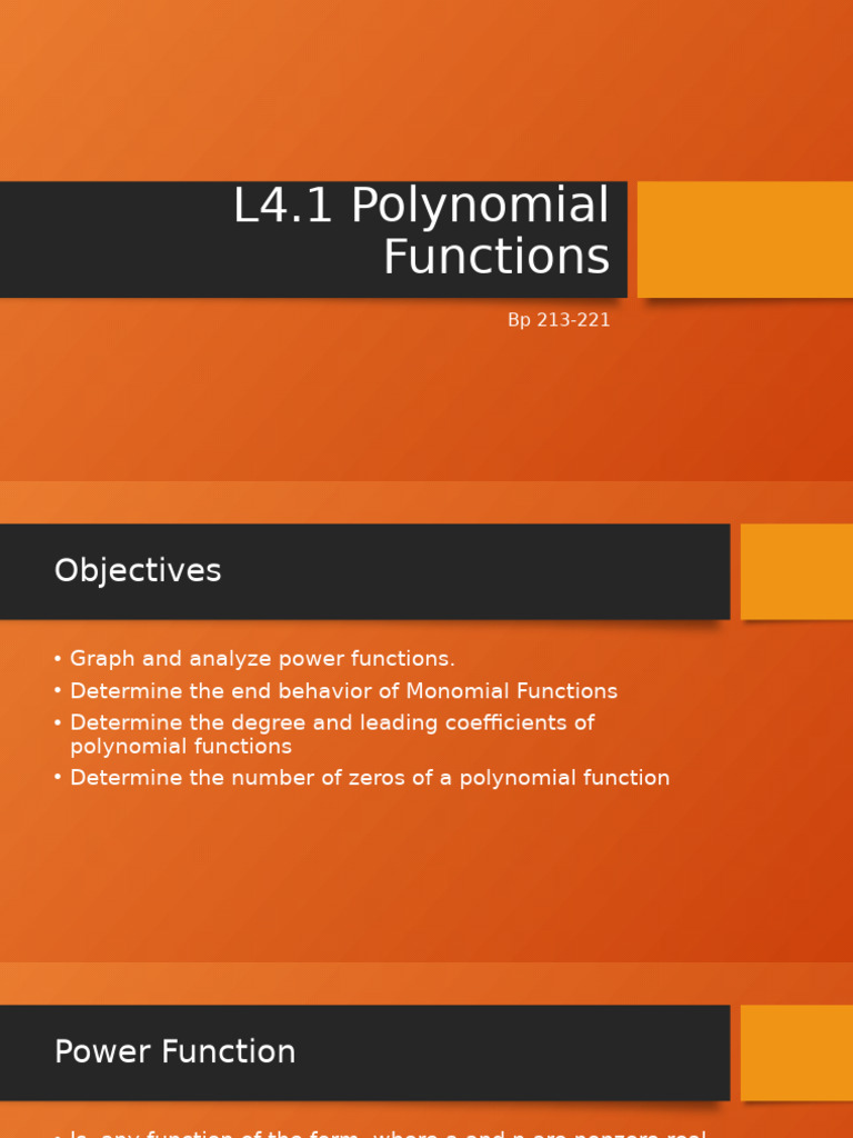 L4.1 Polynomial Functions | PDF