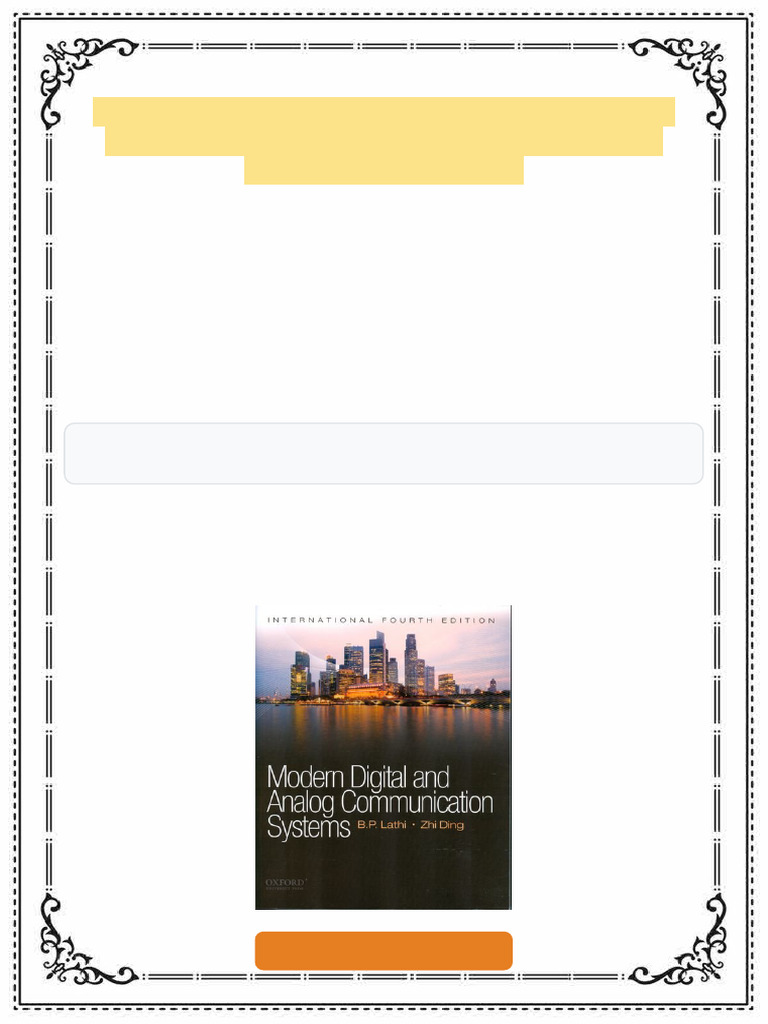 Modern Digital and Analog Communication Systems 4th Edition B. P. Lathi ...