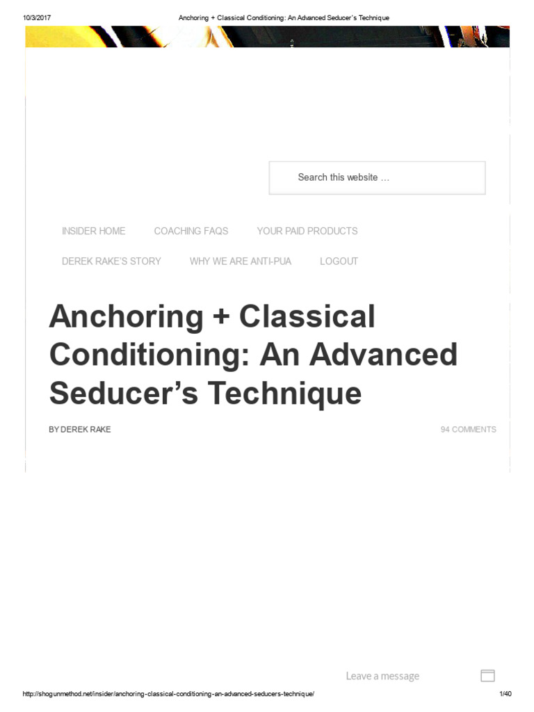 Anchoring + Classical Conditioning_ an Advanced Seducer's -- Derek Rake ...